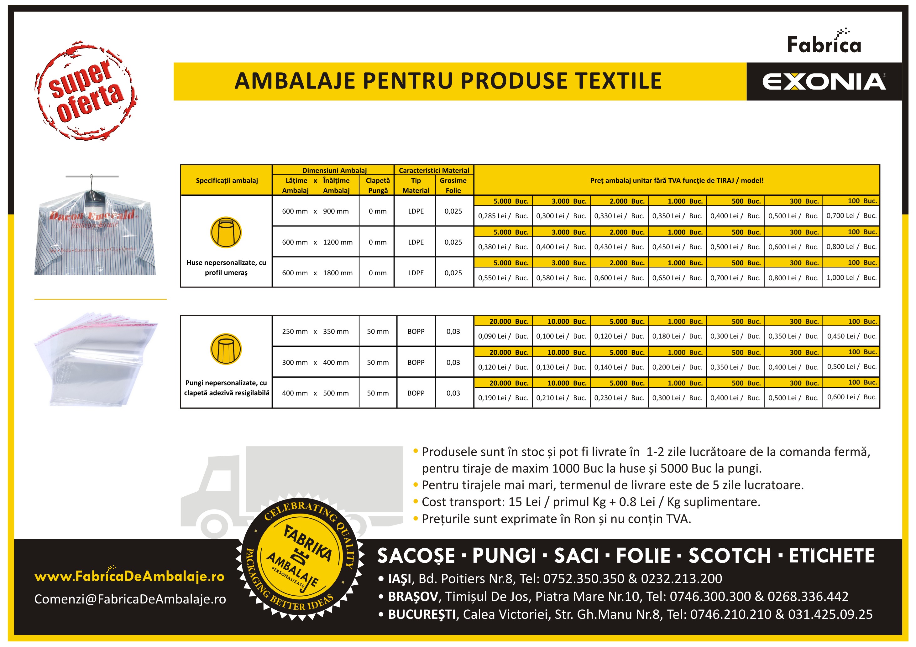 Ambalaje pentru produse textile: pungi cu clapeta si huse pentru haine ...